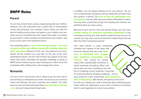 ENFP - The Enthusiasts - Strengths and Weaknesses